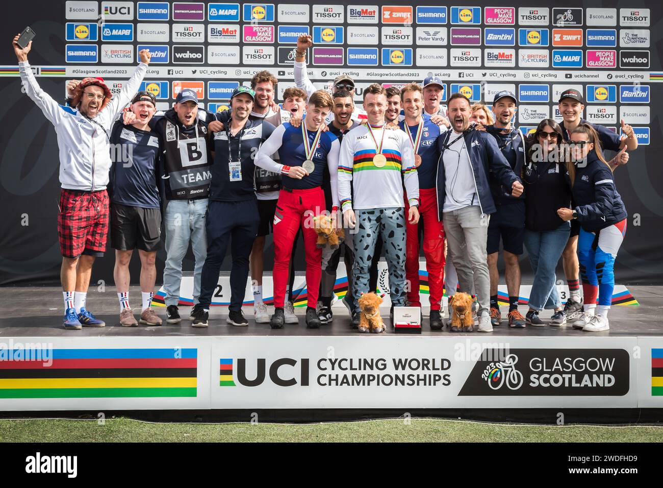 Team France celebrate on the podium, 2023 UCI BMX Racing World ...