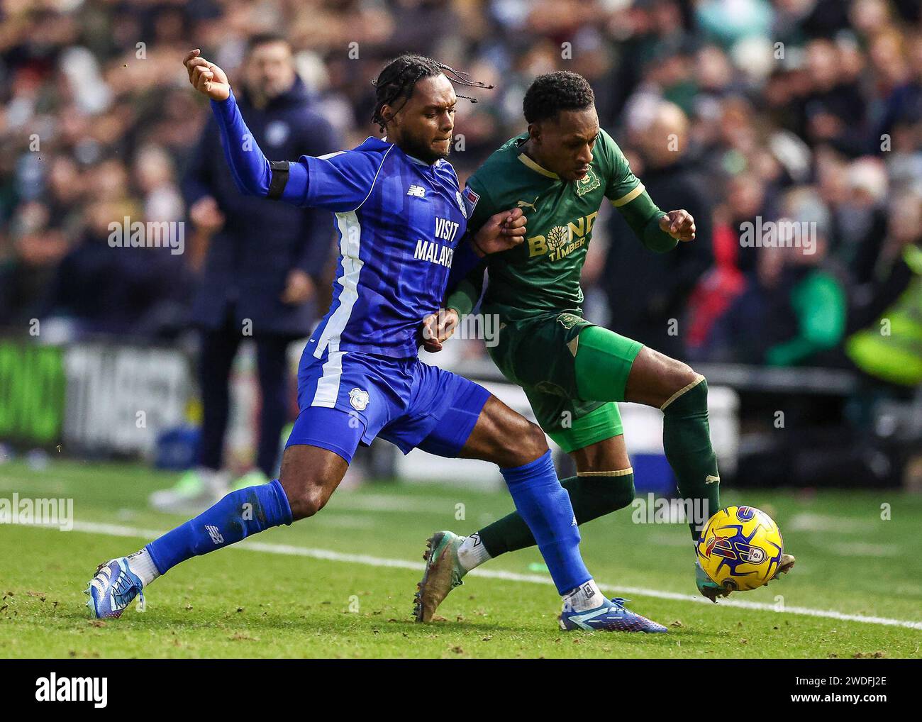 Mickel Miller of Plymouth Argyle in action during the Sky Bet ...