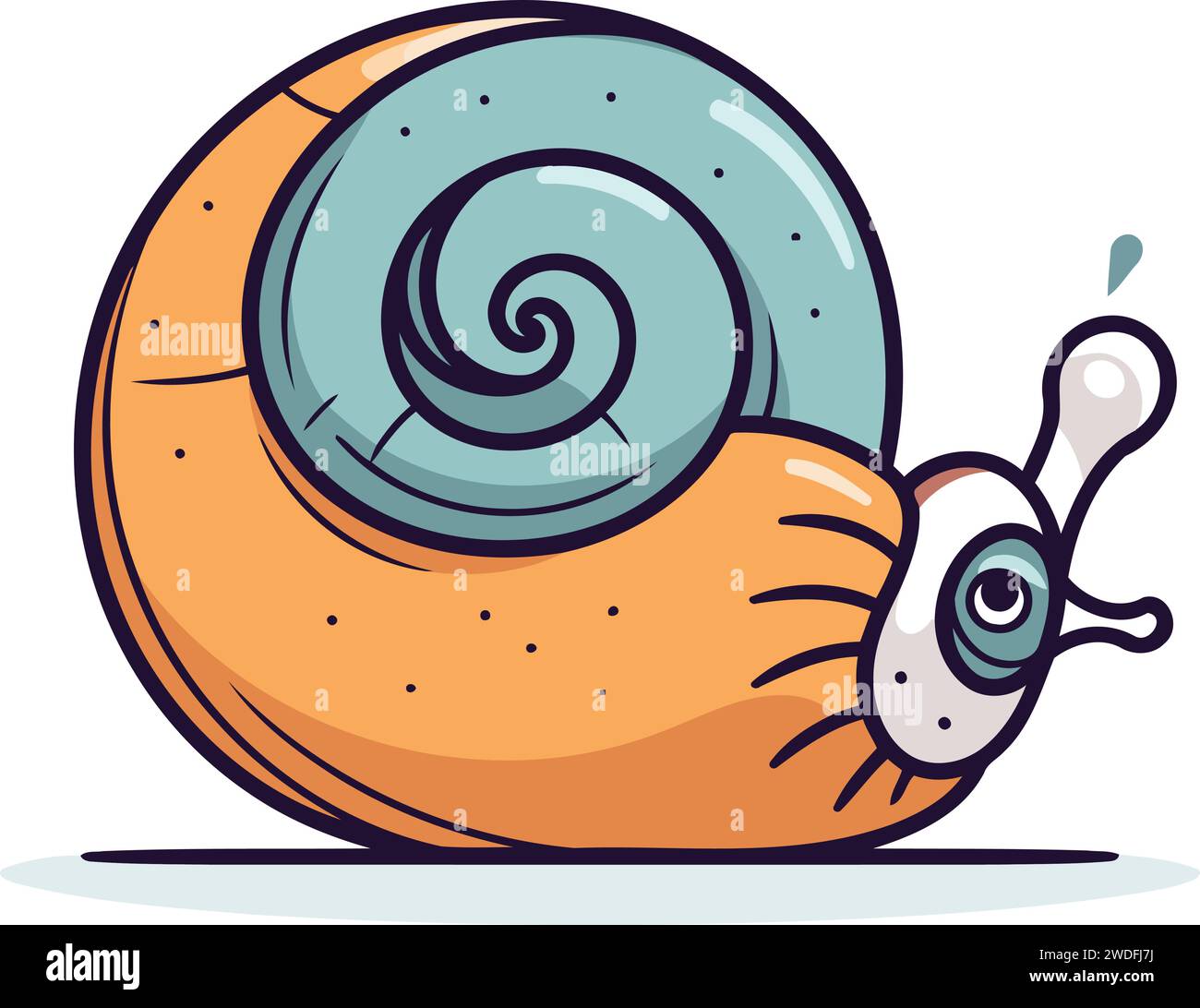 Cartoon snail on a white background. Vector illustration in a flat ...