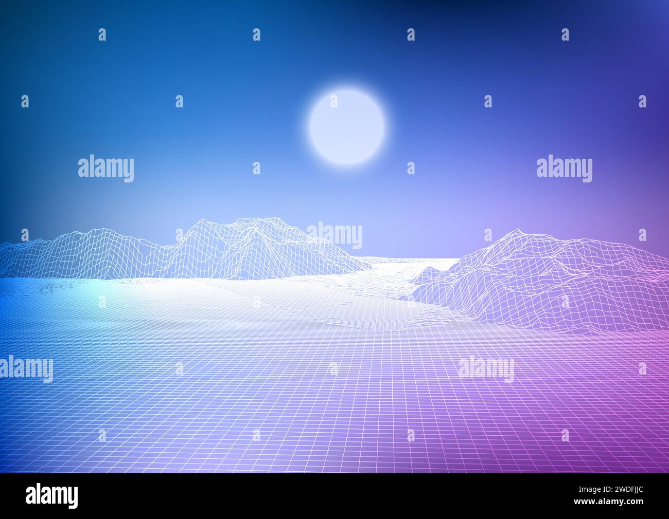 Abstract retro styled wireframe landscape design background Stock ...