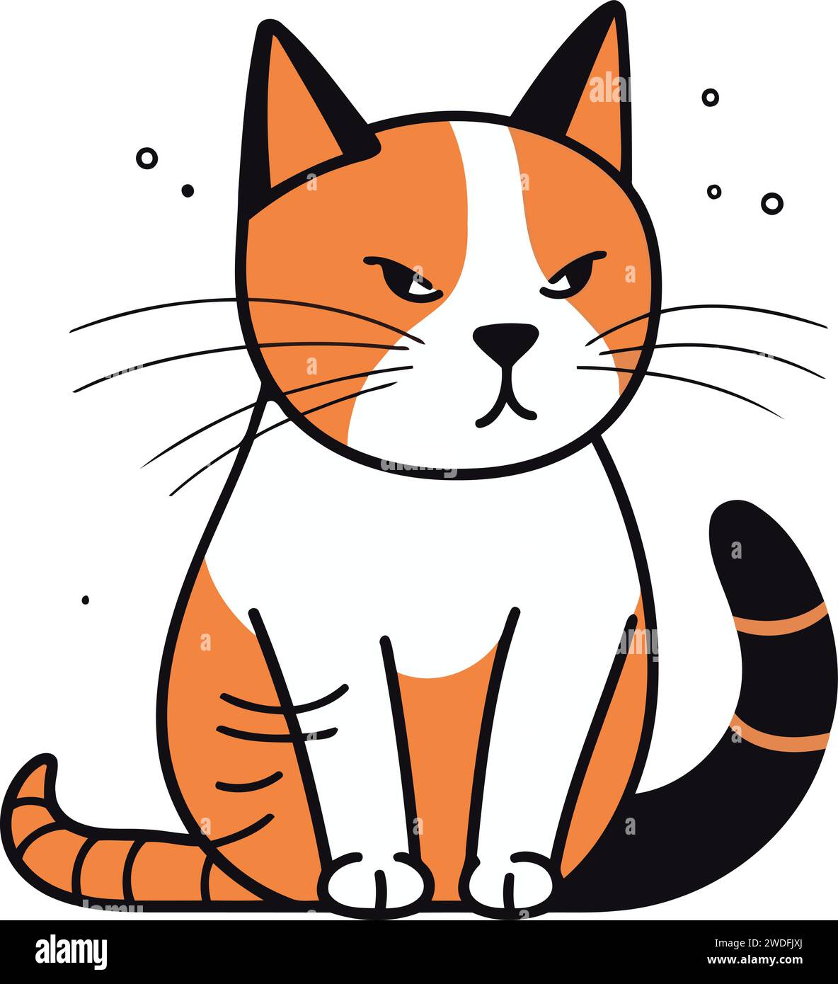 Cute cartoon cat sitting on a white background. Vector illustration ...