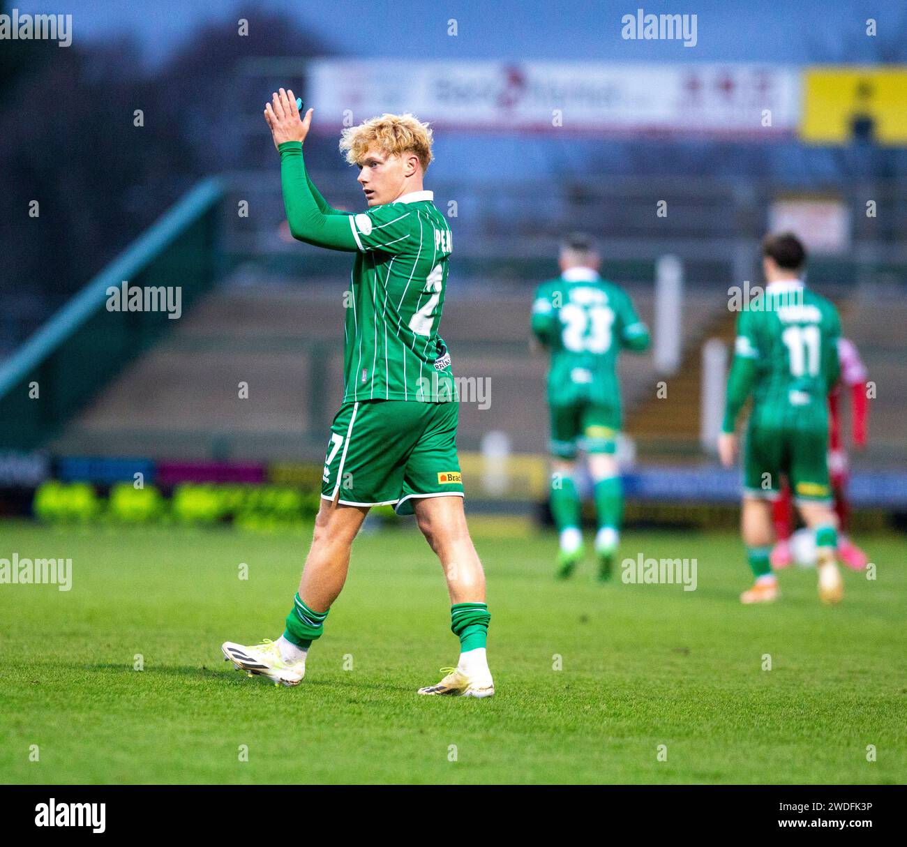 Sam Pearson of Yeovil Town celebrates scoring his second goal during ...