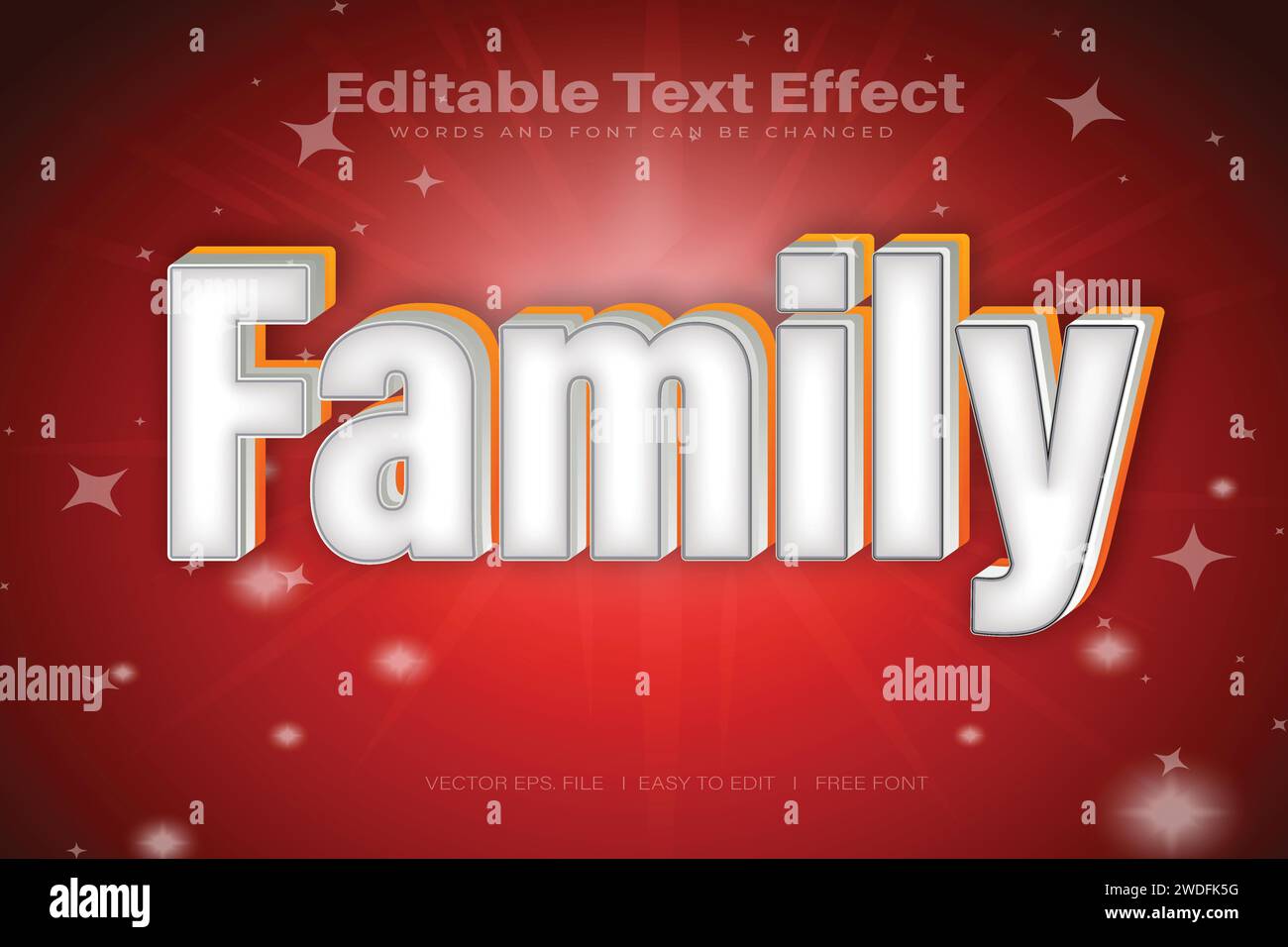 Family 3D Text Effect 100 Editable EPS File Word And Font Can be ...