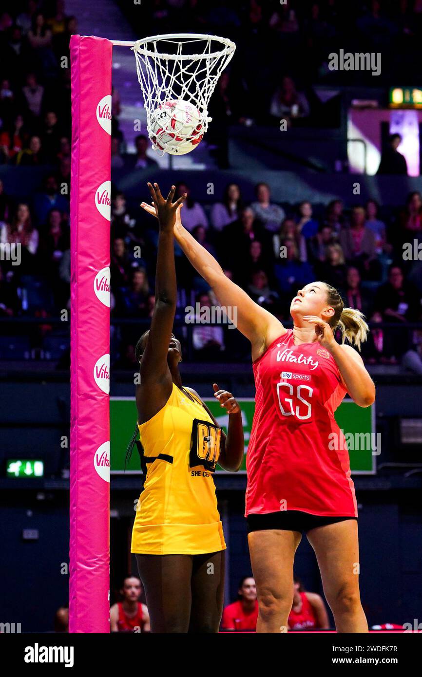 Vitality Roses Eleanor Cardwell during the Vitality Netball Nations Cup ...