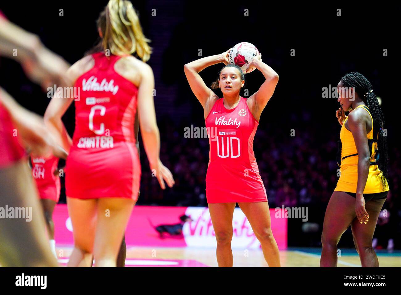 Vitality Roses Amy Carter during the Vitality Netball Nations Cup match ...