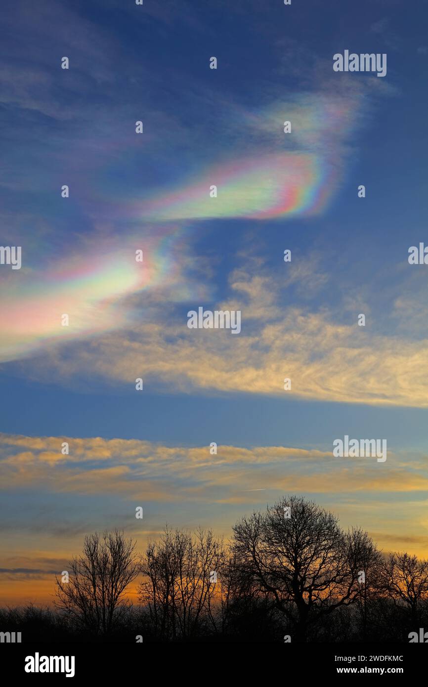 Cloudscape with rare Nacreous clouds at sunset near Ferryhill, County ...