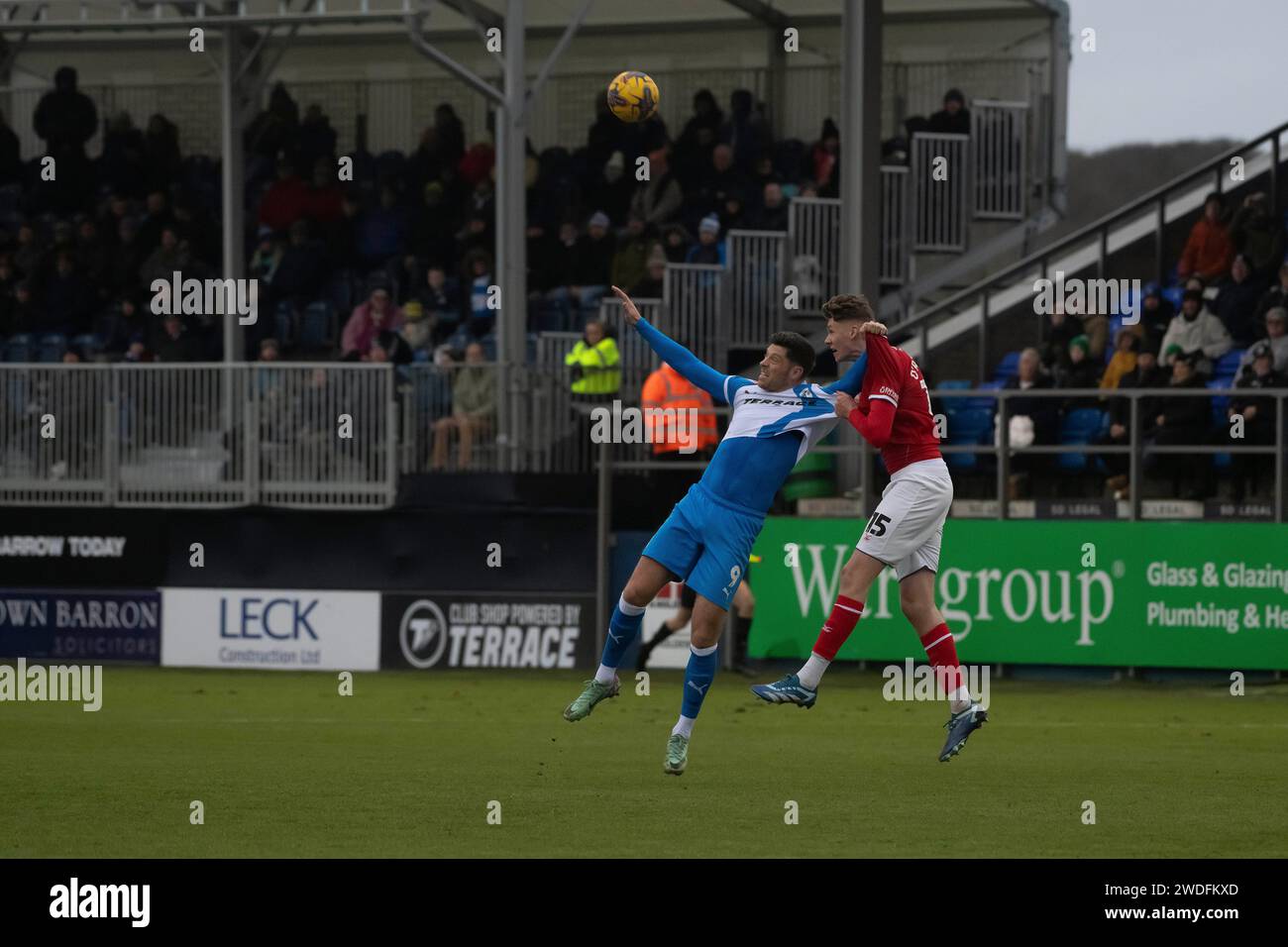 Barrow-in-Furness on Saturday 20th January 2024. Barrow's Jamie Proctor ...