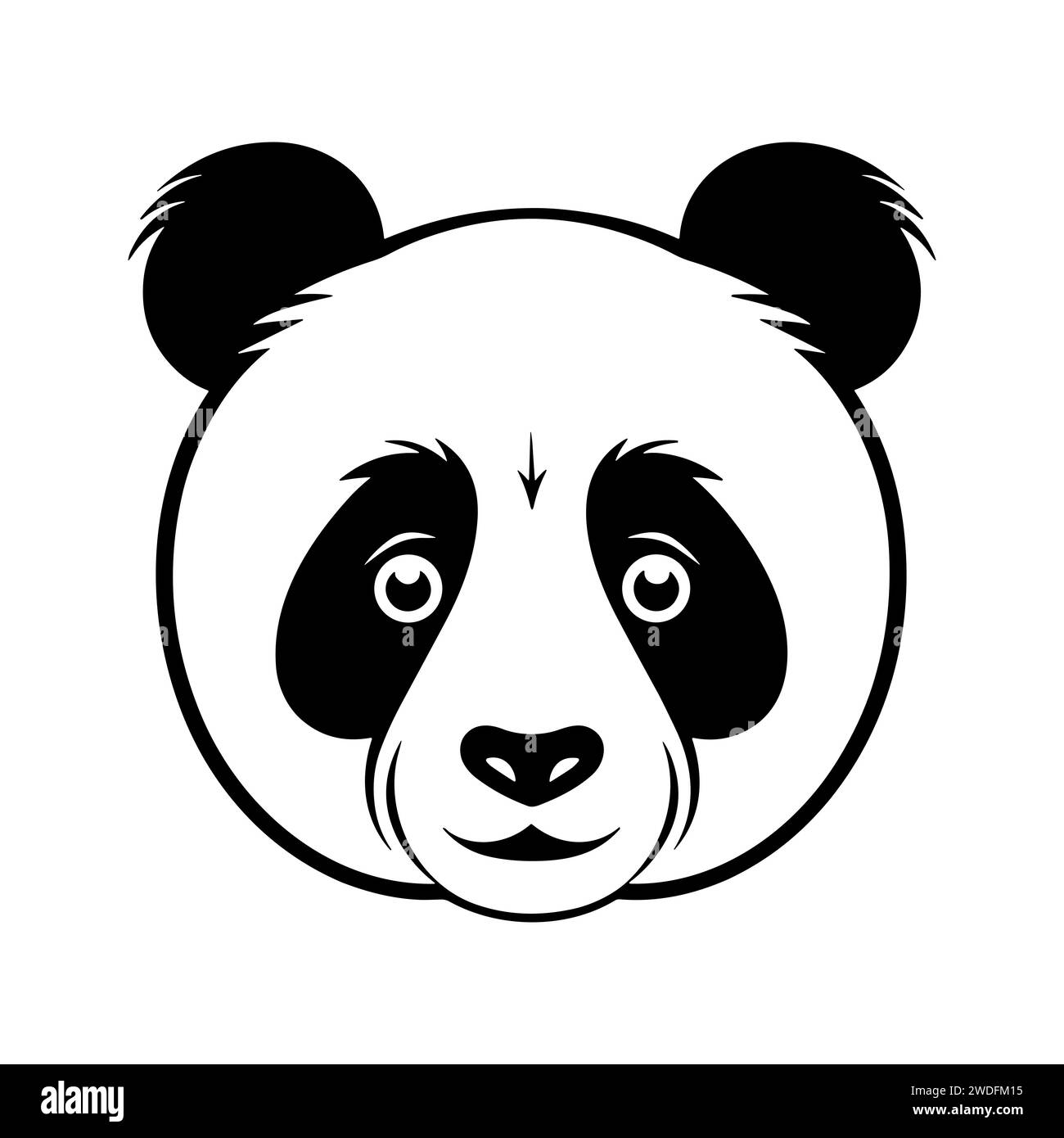 Panda face. Black panda icon in flat style. Vector illustration Stock ...
