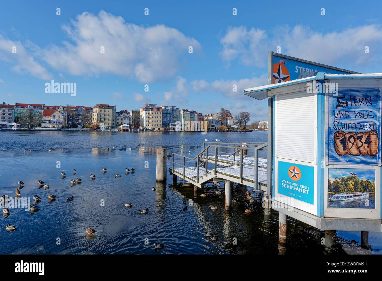 Berlin, Germany - January 19, 2024: Winter scene with jetty for ...