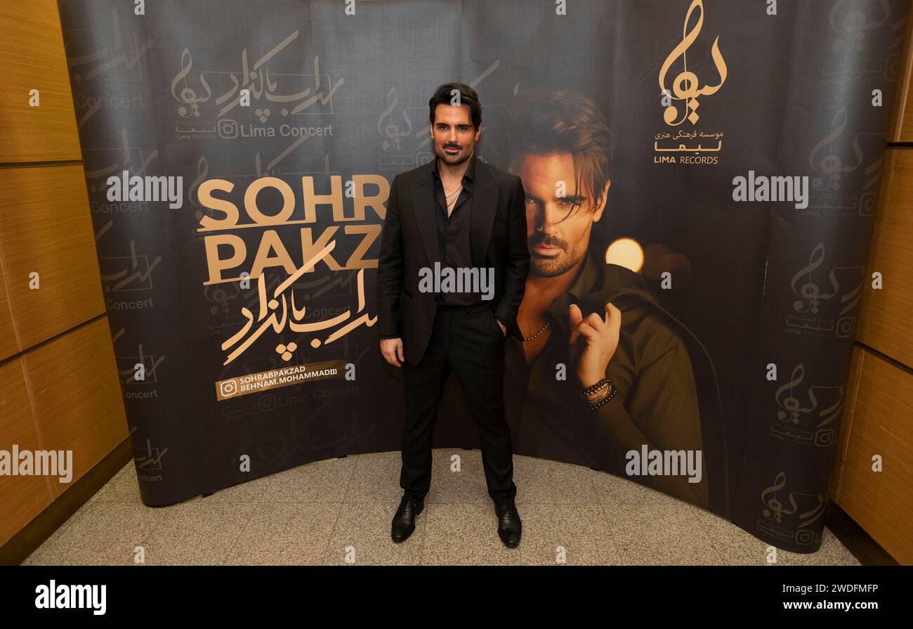 Tehran, Iran. 20th Jan, 2024. Iranian singer and composer Sohrab Pakzad is striking a pose for a ...