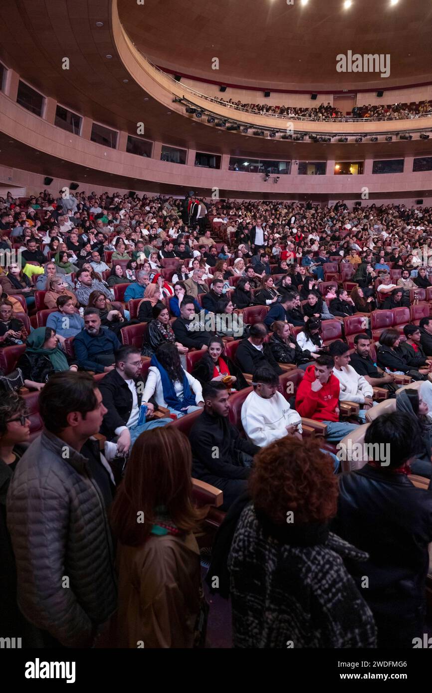 Tehran, Iran. 19th Jan, 2024. Iranian people are attending a concert ...