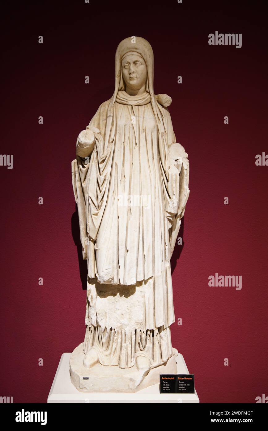 Priestess Statue in Antalya Archeological Museum, Antalya City, Turkiye ...