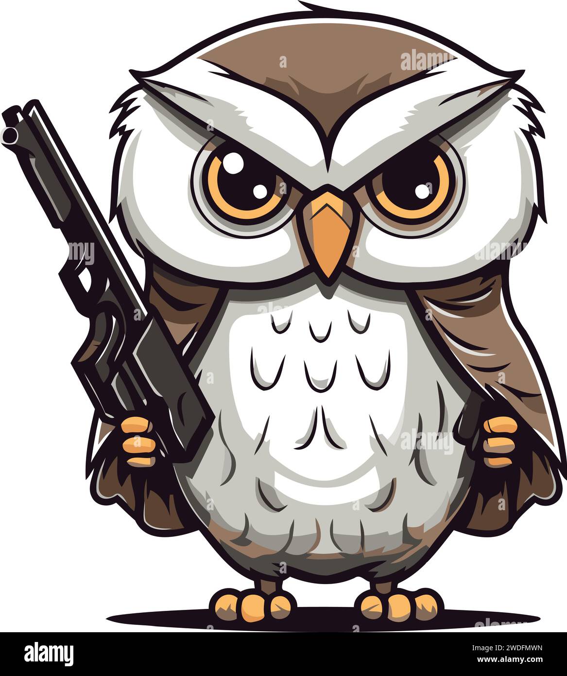 Owl with a gun on a white background. Vector illustration Stock Vector ...