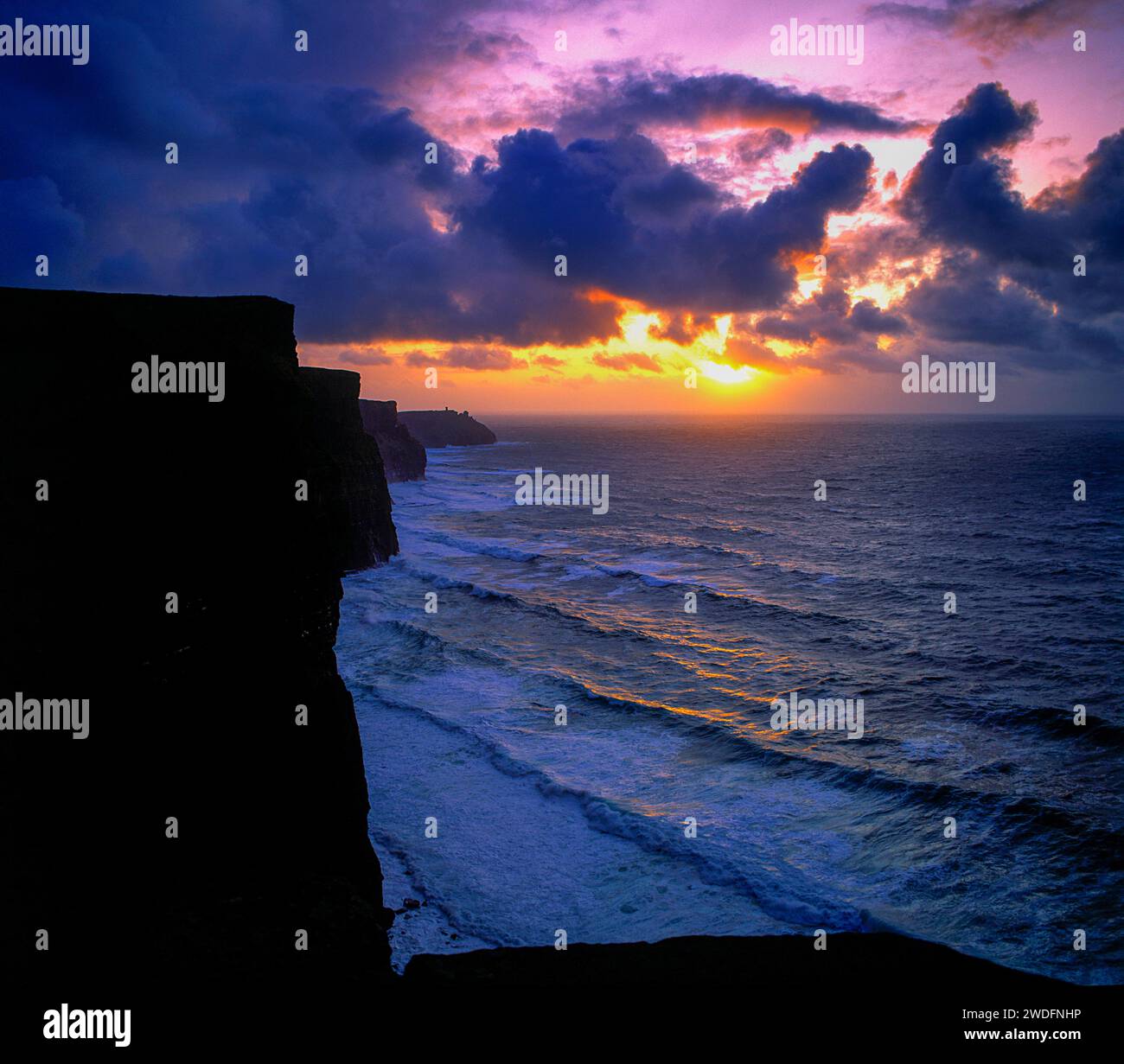 Sunset at the Cliffs of Moher, County Clare, The Burren, Ireland Stock Photo - Alamy