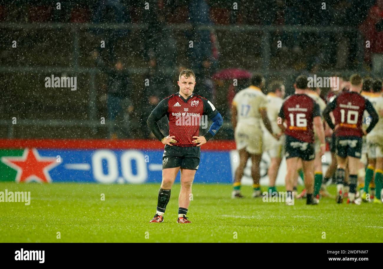 Munster's Craig Casey reacts after the Investec Champions Cup match at ...