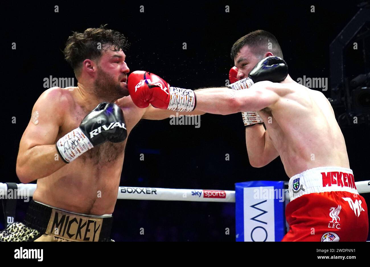 Mickey Ellison (left) in action against Aaron McKenna in the ...