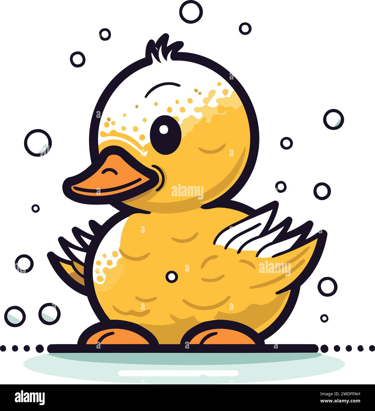 Cute cartoon duckling on white background. Vector clip art Stock Vector ...