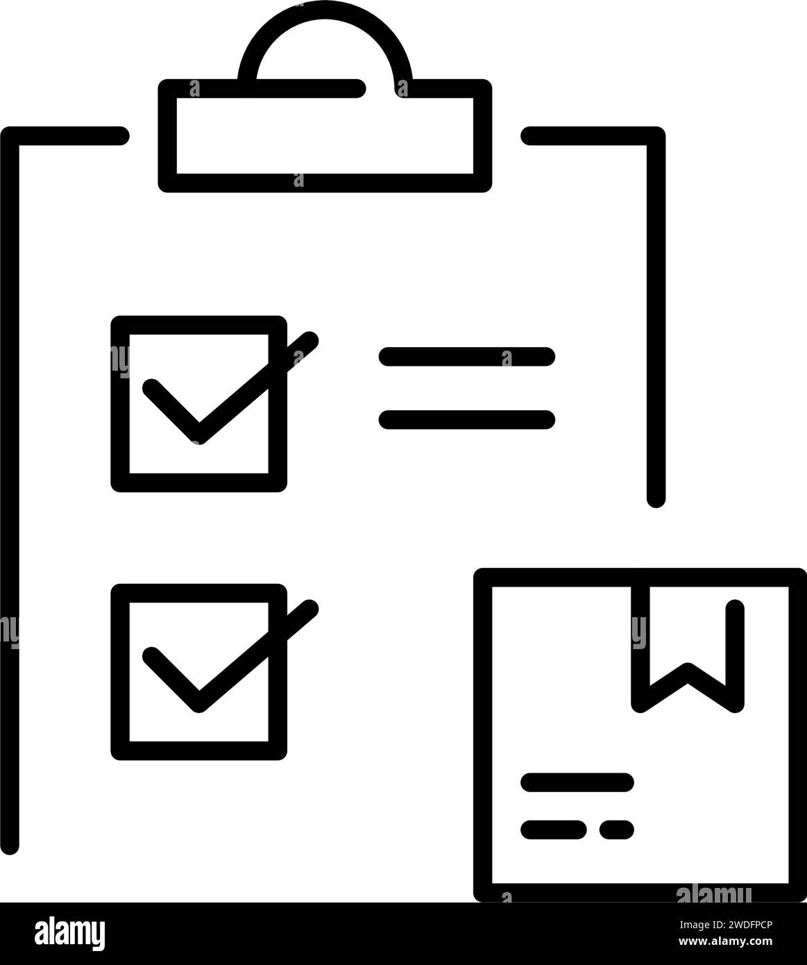 Delivery agreement. Checklist on clipboard and parcel. Pixel perfect ...