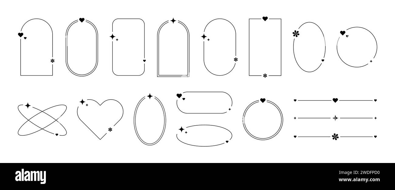 Aesthetic frames with y2k elements and aura. Borders with decorations ...
