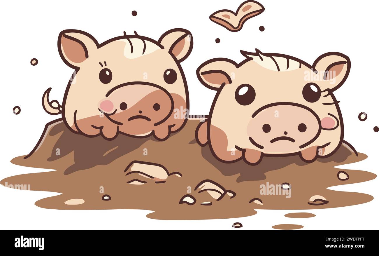 Two pigs in mud Cut Out Stock Images & Pictures - Alamy