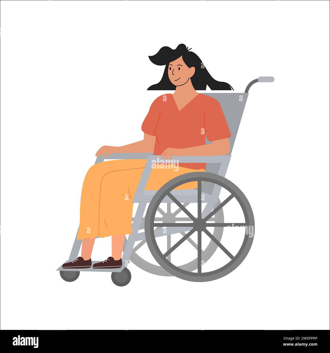 Modern Young Disabled Woman on Wheelchair. Smiling handicapped girl ...