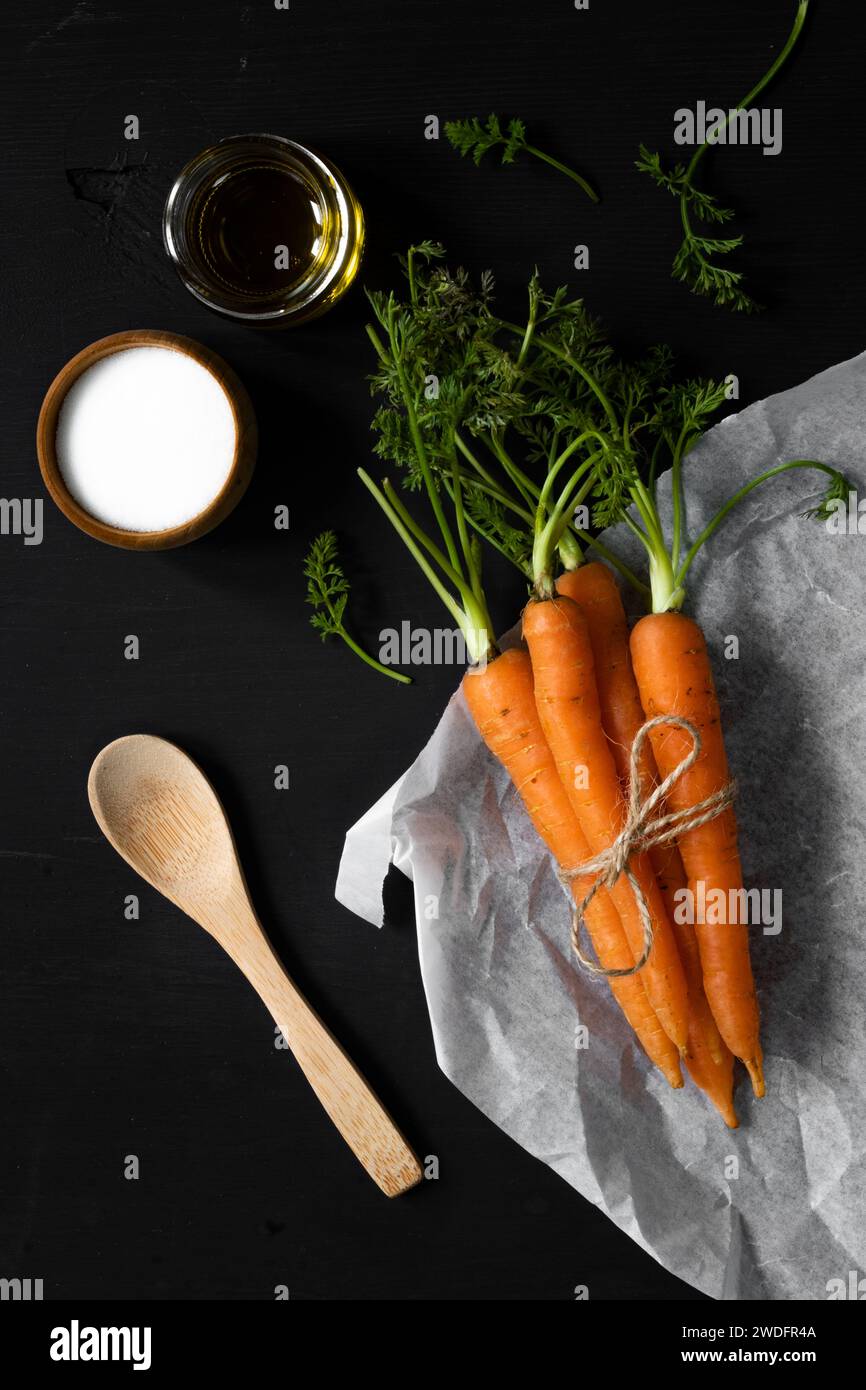 Creative carrots composition food photography Stock Photo - Alamy