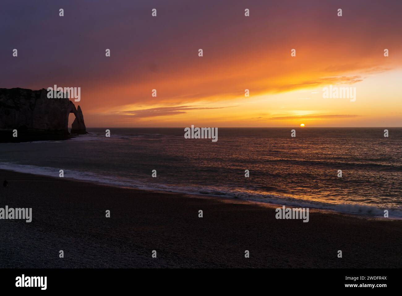 Normandy Scenic Sunset with Iconic Rock Formation Stock Photo - Alamy