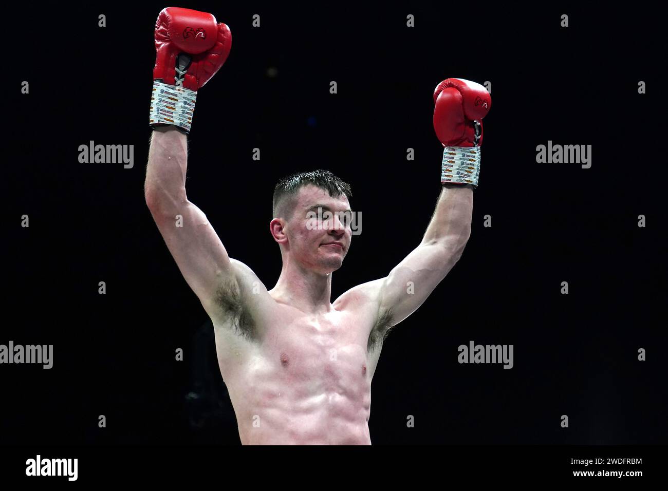 Aaron McKenna celebrates victory against Mickey Ellison in the ...