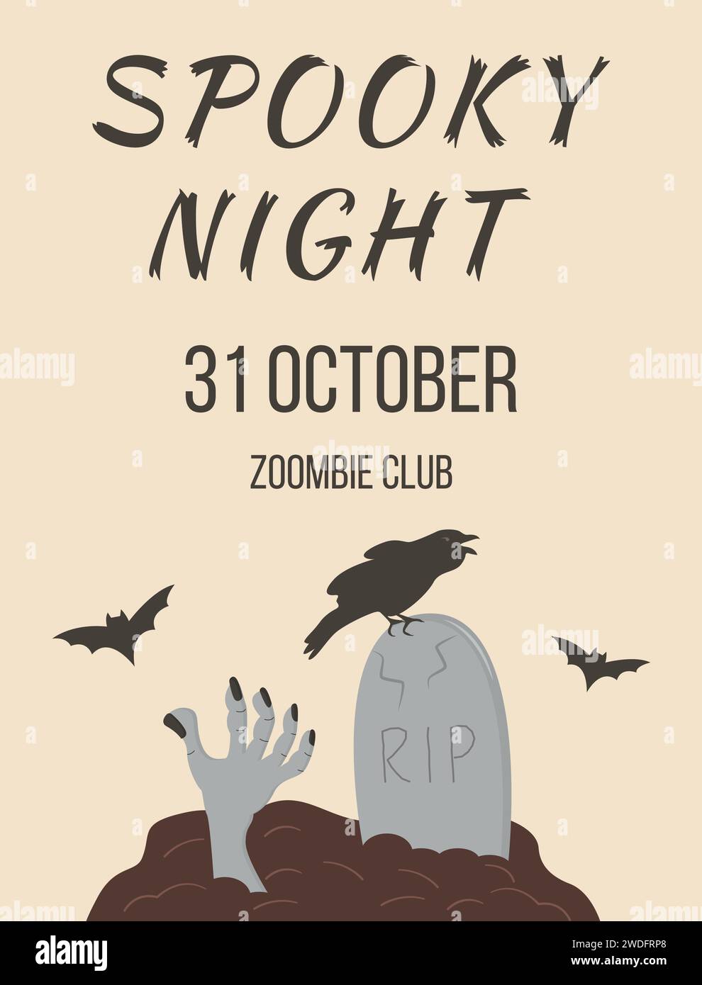 Halloween event. Zombie hand popping up from graveyard with tombstone ...