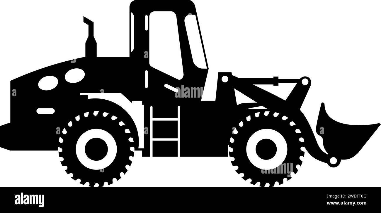 Silhouette of Wheel Loader Icon in Flat Style Stock Vector Image & Art ...