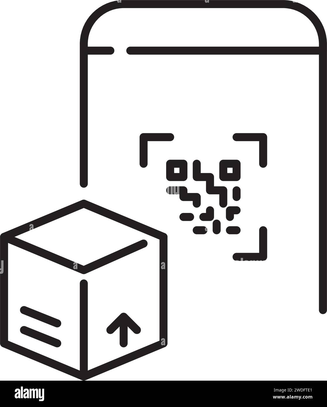 QR code parcel tracking. Delivery service app. Pixel perfect icon Stock ...