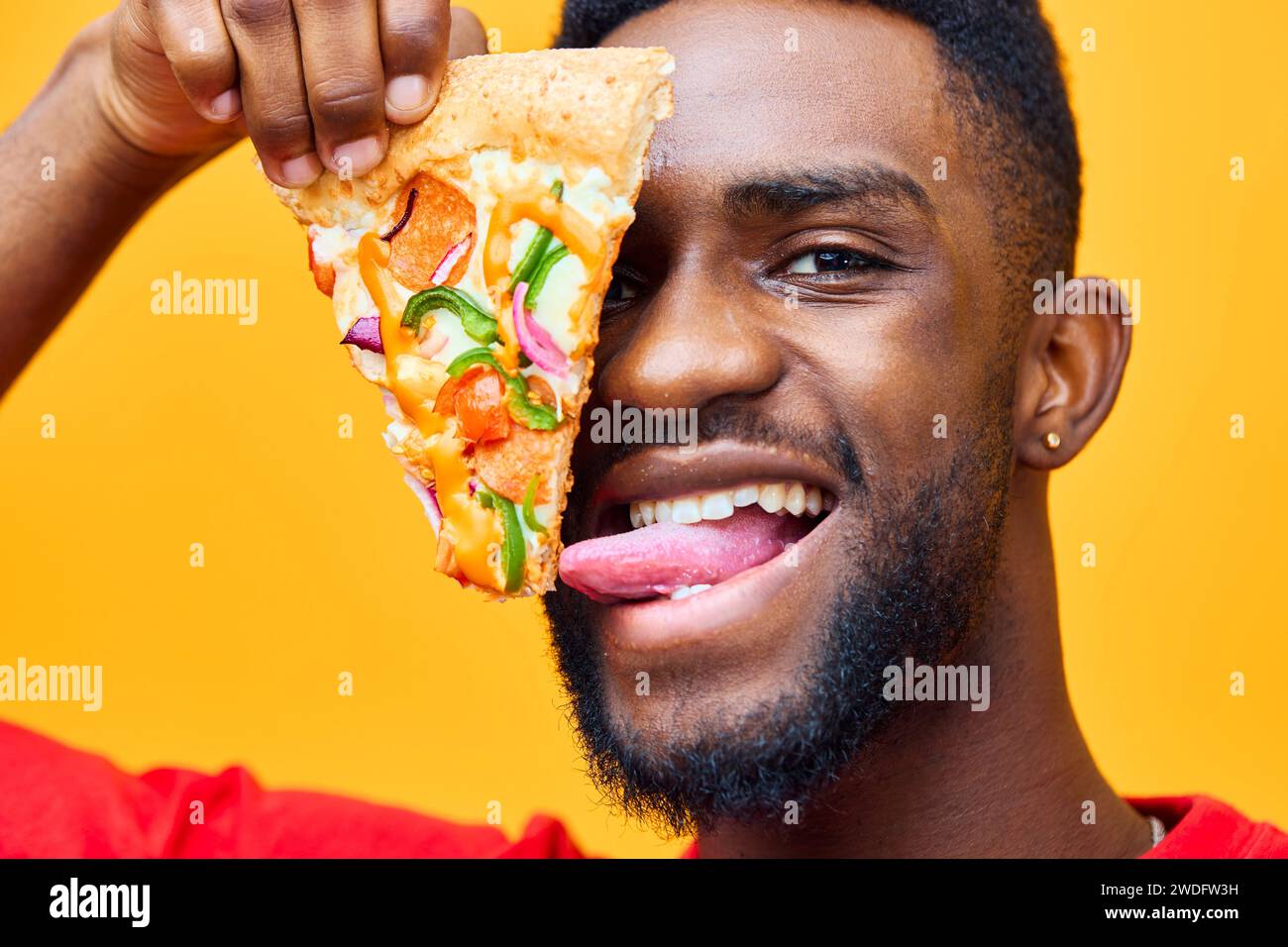 fast man studio guy black afro delivery background food pizza smile ...