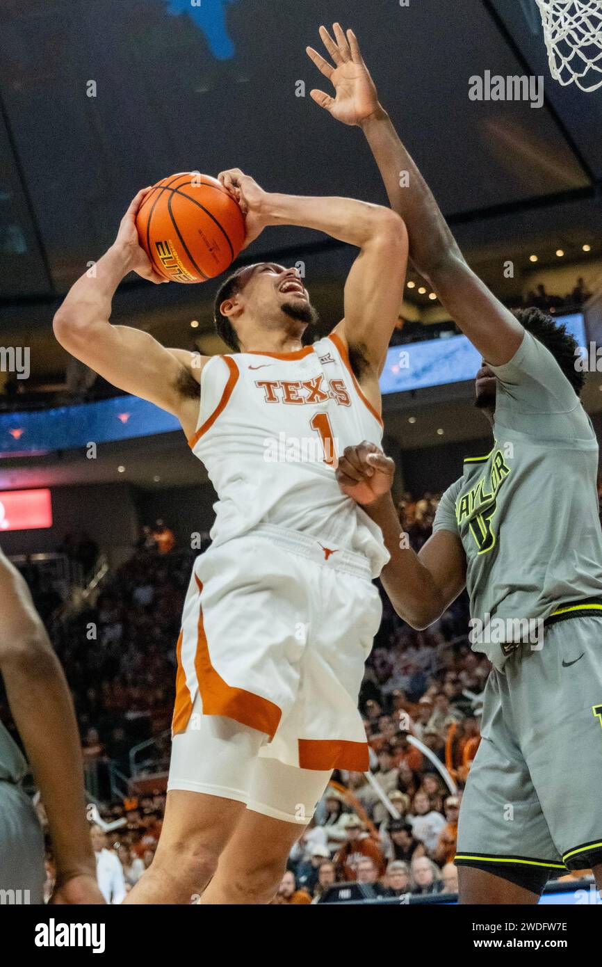 Texas, USA. 20th Jan, 2024. Dylan Disu #1 of the Texas Longhorns in ...