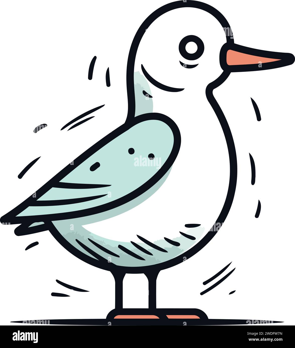 Vector illustration of a cute seagull isolated on white background ...