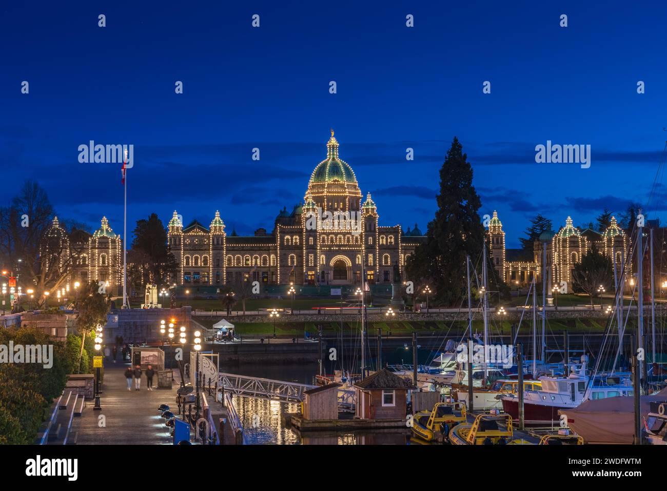 The inner harbor during blue hour in Victoria, Vancouver Island ...