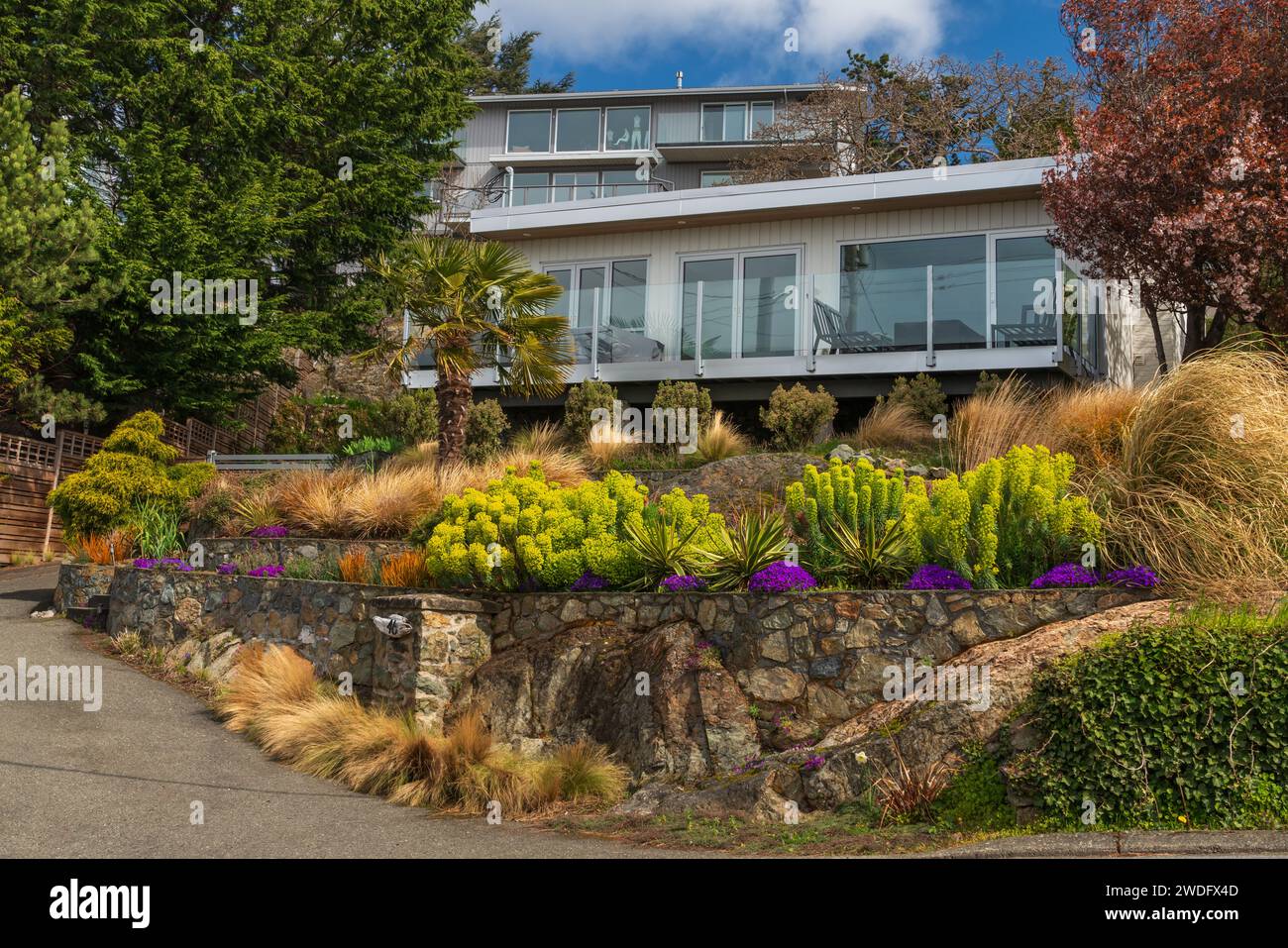Residential landscaping at homes in Victoria, Vancouver Island, British ...
