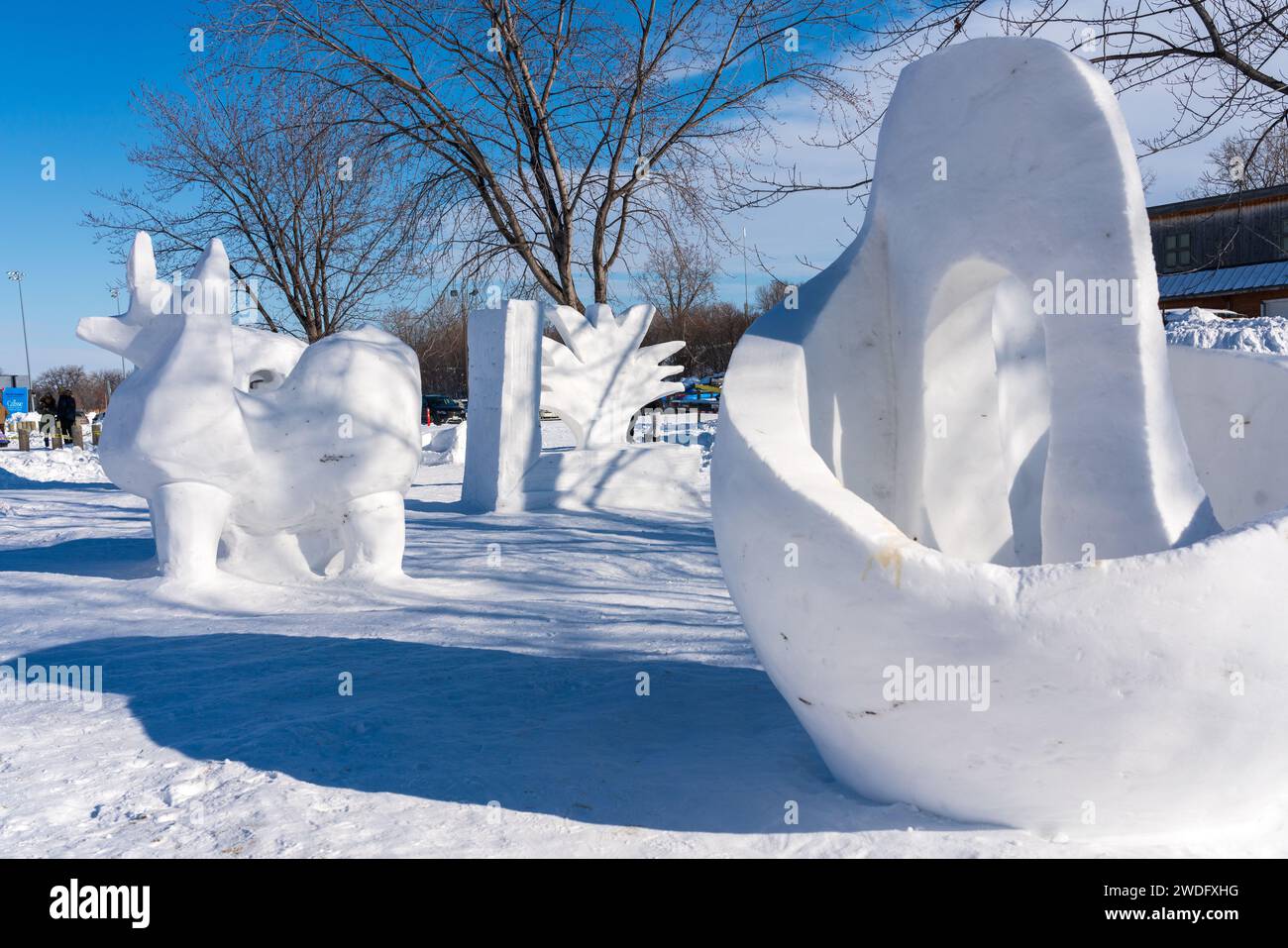 Snow sculptures at the Festival du Voyageur in Winnipeg, Manitoba ...