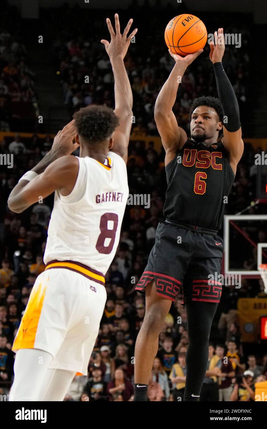 Southern California guard Bronny James shoots over Arizona State ...