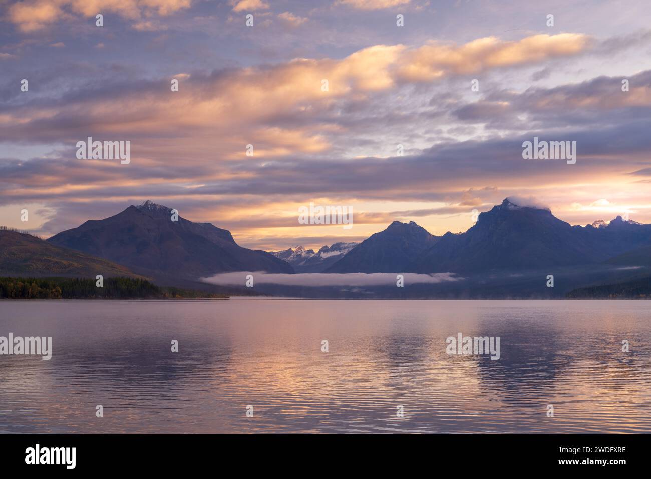 Sunset at Lake McDonald, Apgar village, West Glacier, Glacier National ...