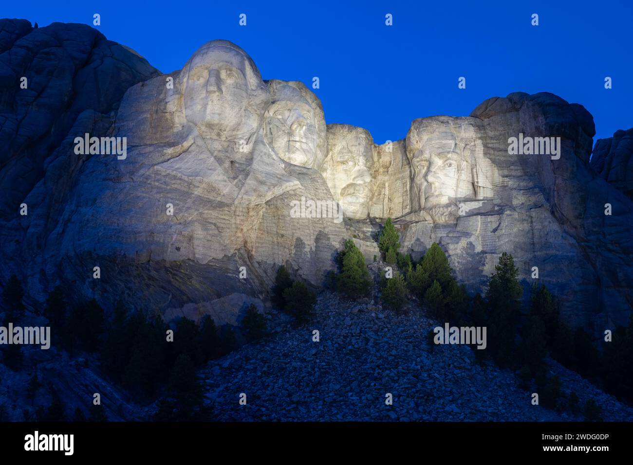 The Mount Rushmore National Memorial at sunset, Keystone, SD, USA Stock ...