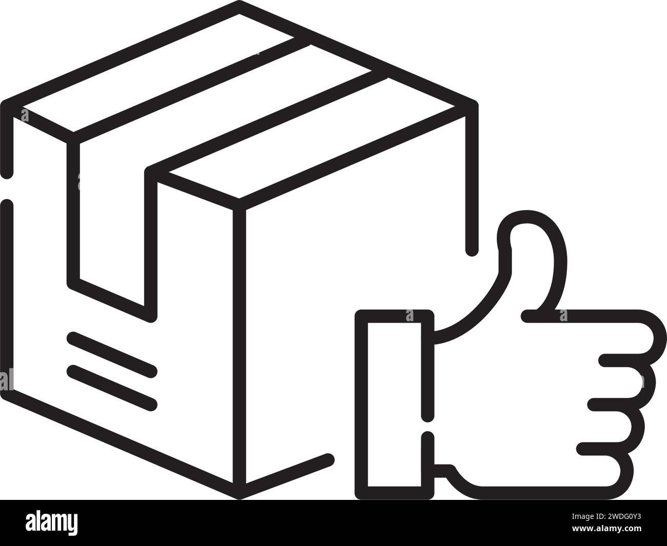 Parcel with thumb up. Good delivery service. Pixel perfect editable ... Parcel with thumb up. Good delivery service. Pixel perfect editable ...
