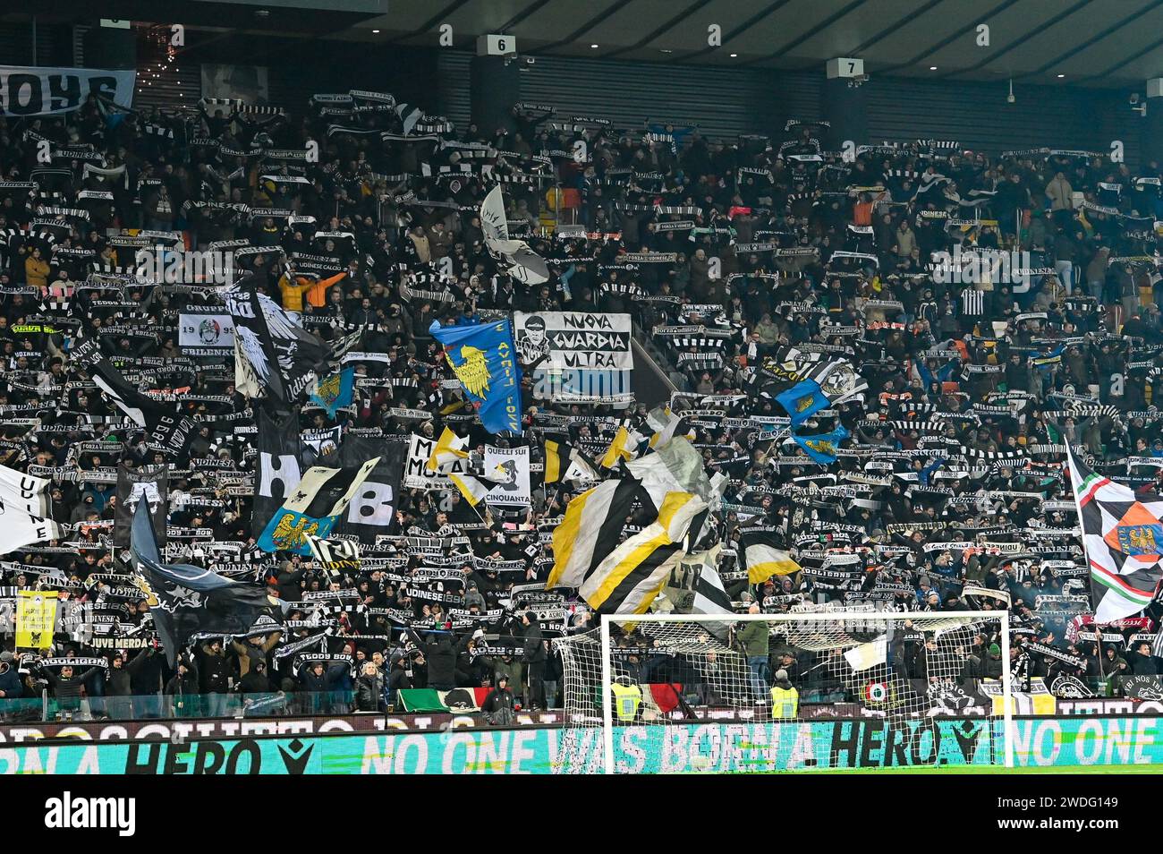 Udine, Italy. 20th Jan, 2024. Udinese Calcio supporters during Udinese ...