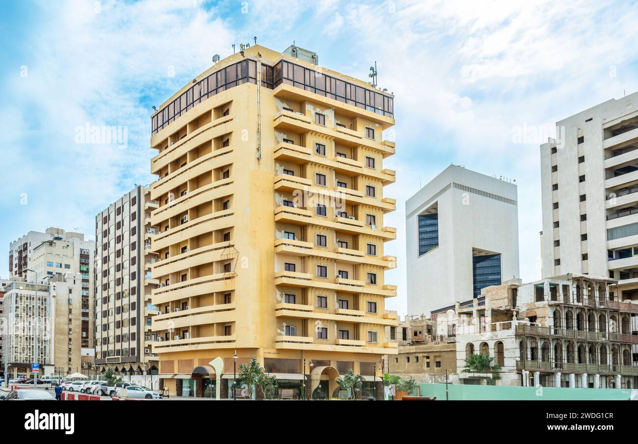 Residential and business buildings of Al-Balad, downtown central ...
