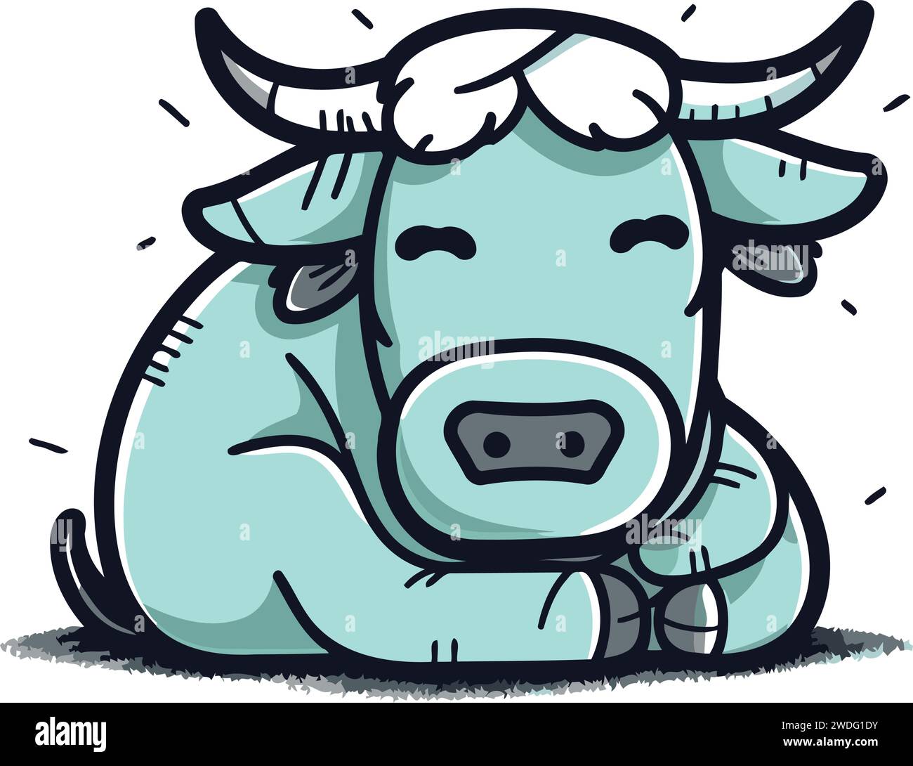 Illustration of a Cute Cartoon Bull on a white background Stock Vector ...