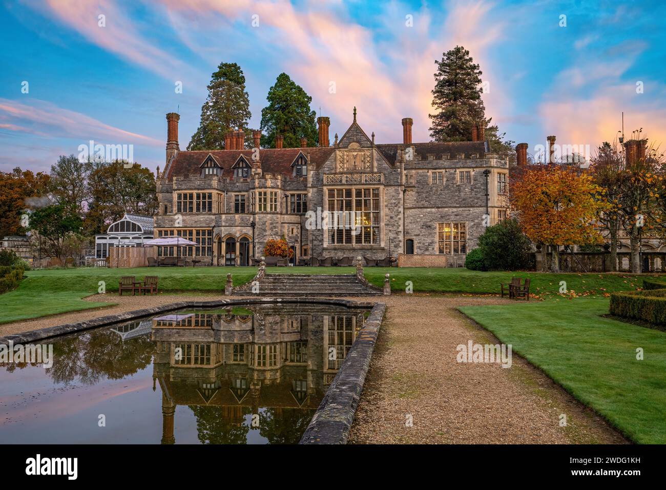 Rhinefield House Hotel at sunrise, Brockenhurst, The New Forest ...