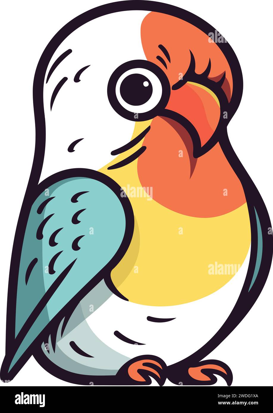 Cartoon parrot isolated on a white background. Vector illustration ...