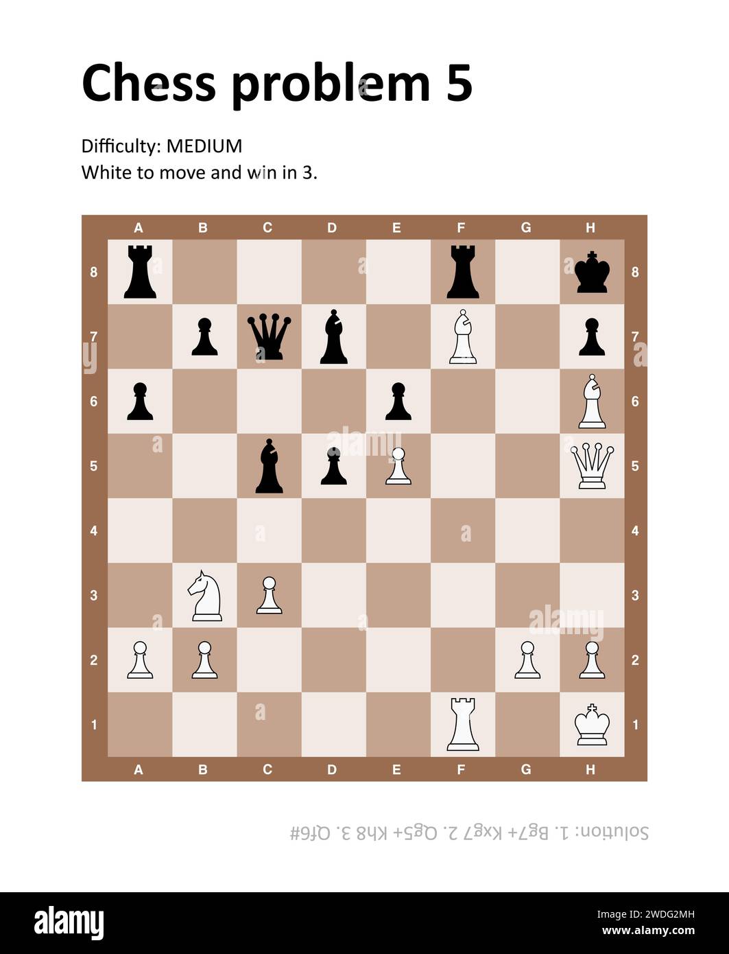 Chess problem puzzle with solution. Medium difficulty chess problem ...