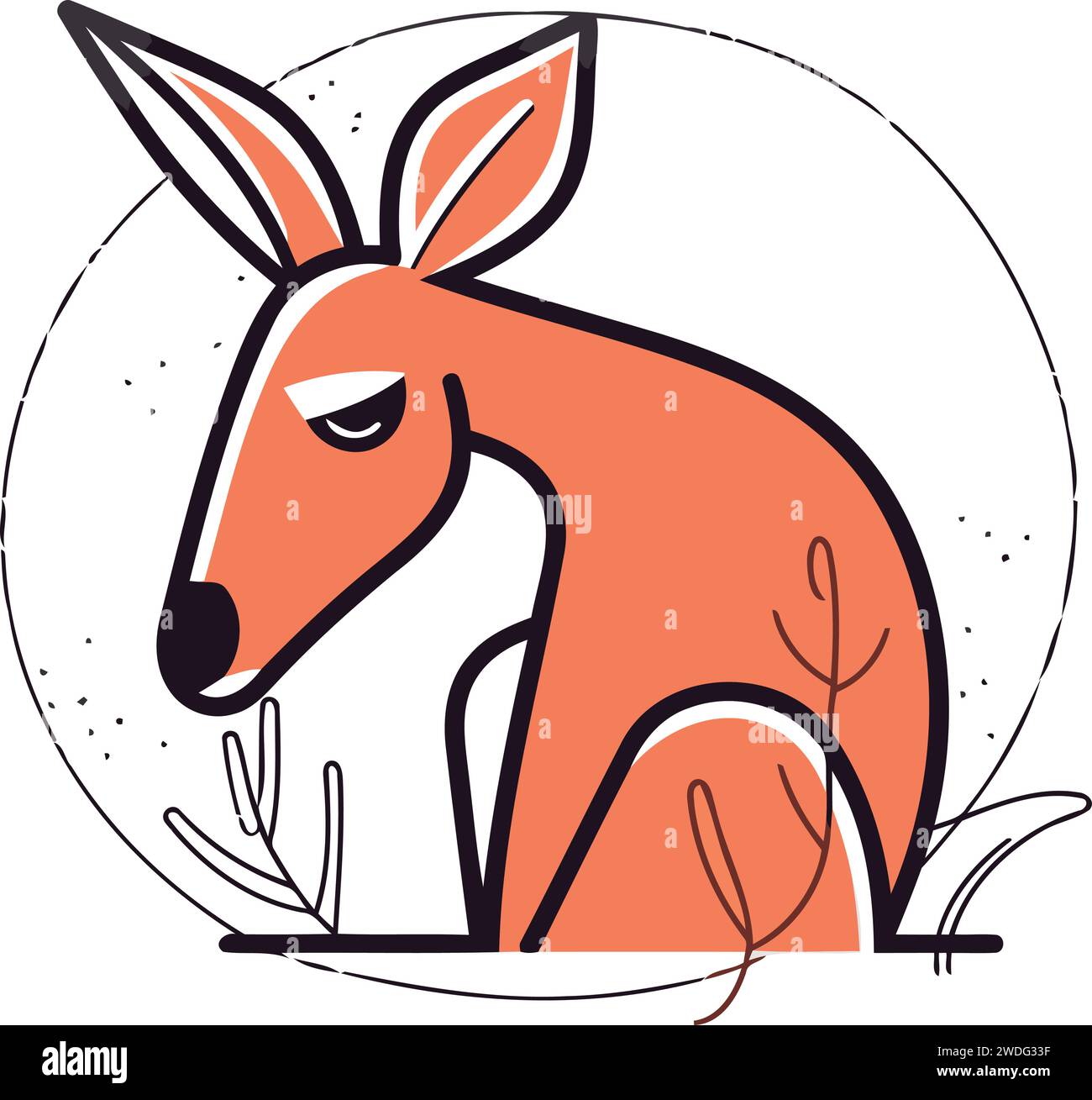 Cute kangaroo. vector illustration in flat linear style Stock Vector ...