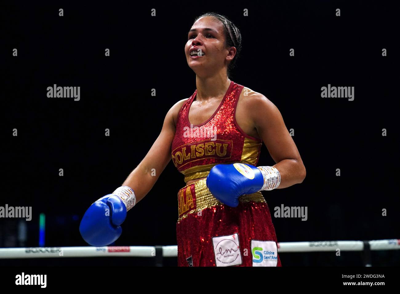 Boxer Lila Furtado reacts after her fight against Karriss Artingstall ...