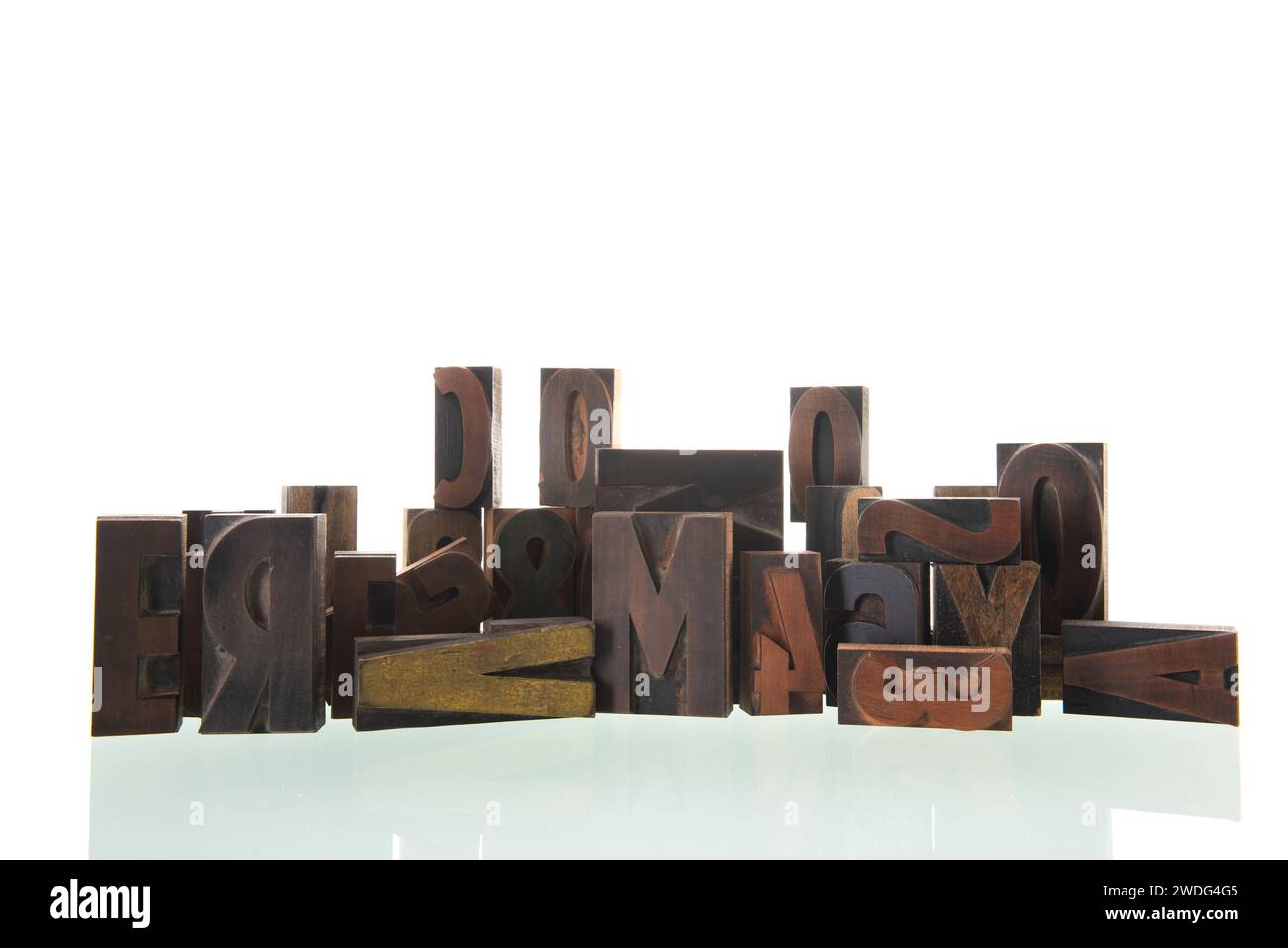 Vintage block letters isolated over white background Stock Photo - Alamy